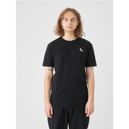 Cleptomanicx Herren T-Shirt "Embro Gull", schwarz, Gr. L, bestickt, 100% Baumwolle, Shirts, mit Gull-Stickerei