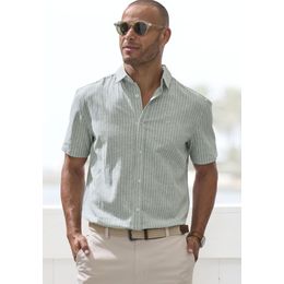 John Devin Herren Kurzarmhemd "in Leinenoptik", gr&uuml;n, Gr. XXL, gestreift, Web, Obermaterial: 100% Baumwolle, Hemden, Streifenhemd aus reiner