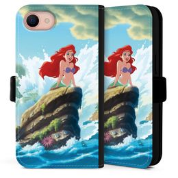 DeinDesign iPhone 16e Handy Klapph&uuml;lle Handyh&uuml;lle aus Kunst Leder schwarz Flip Case Official Licensed Product Arielle Die Meerjungfrau Mermaid Sideflip mit 
