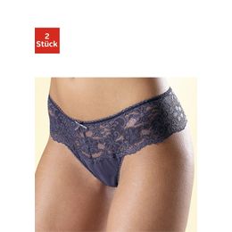 Damen String, NUANCE BY LASCANA, Gr. 32, blau, Spitze, Obermaterial: 85% Polyamid, 15% Elasthan, Unterhosen, Dessous mit breitem Spitzenband