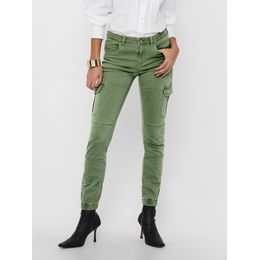 Only Damen Cargohose "ONLMISSOURI REG ANK CARGO PNT NOOS", gr&uuml;n, Gr. 34, unifarben, Web, Obermaterial: 98% Baumwolle, 2% Elasthan, Hosen, mit