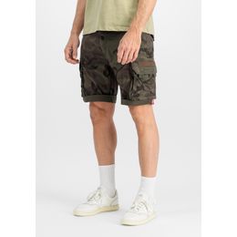 Herren Shorts "Crew Short Camo", gr&uuml;n, Gr. 28, Alpha Industries, Obermaterial: 98% Baumwolle, 2% Elastan, Hosen