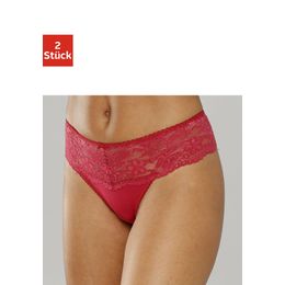 Damen String, NUANCE BY LASCANA, Gr. 32, rot, Spitze, Obermaterial: 85% Polyamid, 15% Elasthan, Unterhosen, Dessous mit breitem Spitzenband