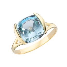 Luigi Merano Damen Goldring "mit quadrat. / abgerundeten Edelstein, Gold 375", 50, Gelbgold 375, blau, Gelbgold 375, Fingerringe
