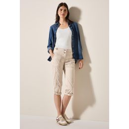 Cecil Damen Caprihose "Style New York", beige, Gr. 36, unifarben, Web, Obermaterial: 98% Baumwolle, 2% Elasthan, Hosen, Sommerhose mit Knopfdetails