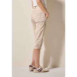 Cecil Damen Caprihose "Style New York", beige, Gr. 26, unifarben, Web, Obermaterial: 98% Baumwolle, 2% Elasthan, Hosen, Sommerhose mit Knopfdetails