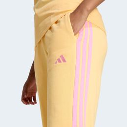 Damen Sporthose "ESSENTIALS 3-STREIFEN FRENCH TERRY CUFFED"semi ice tangerine, st tropic bloom, normal, gr., Gr. S, adidas Sportswear, Obermaterial: