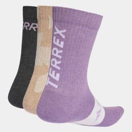 Damen Wandersocken "TRX MT SCK 3PP", adidas Performance, Gr. Lwonder taupe, grau six, powder plum, Obermaterial: 55% Baumwolle, 37% Polyester, 4%