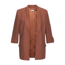 Lascana Damen Longblazer "mit gerafften &Auml;rmeln, aus leichter Webware mit Viskoseanteil"nougat, Gr. 46, unifarben, Web, Obermaterial: 45% Viskose, 40%