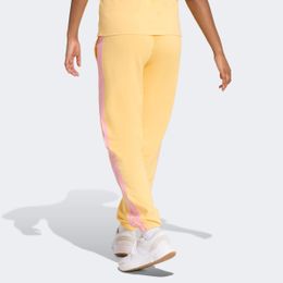 Damen Sporthose "ESSENTIALS 3-STREIFEN FRENCH TERRY CUFFED"semi ice tangerine, st tropic bloom, normal, gr., Gr. L, adidas Sportswear, Obermaterial: