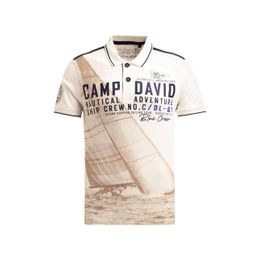 CAMP DAVID Herren Poloshirtecru, Gr. S, bedruckt, Piqu&eacute;, Material: 100% Baumwolle, Shirts, aus Baumwolle