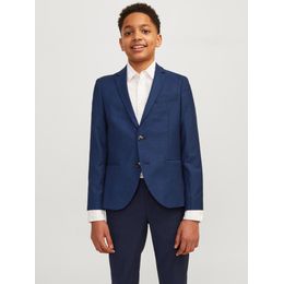 Jack & Jones Jungen Sakko "JPRSOLARIS BLAZER NOOS JNR", blau, Gr. 164, JACK & JONES JUNIOR, unifarben, Web, Obermaterial: 59% Polyester, 24% Wolle, 16% Viskose,