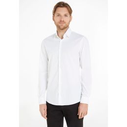 Calvin Klein Herren Businesshemd "POPLIN STRETCH SLIM SHIRT", wei&szlig;, Gr. 45, unifarben, Popeline, Obermaterial: 96% Baumwolle, 4% Elasthan, Hemden,