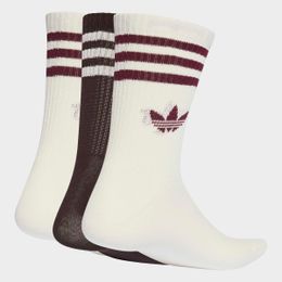 Damen Sportsocken "3-STREIFEN CREW 3ER-PACK", adidas originals, Gr. Lsanftes wei&szlig;, aurora coffee, sanftes wei&szlig;, Obermaterial: 49% Baumwolle, 48%