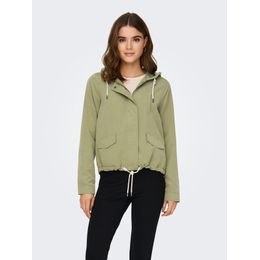 Only Damen Parka "ONLSKYLAR HOOD SPRING JACKET CC OTW", gr&uuml;n, Gr. S, unifarben, Web, Obermaterial: 92% Polyester, 8% Nylon, Jacken, mit