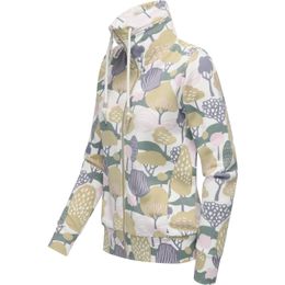 Ragwear Damen Sweatjacke "Ronette Print", bunt, Gr. XXL, 70% Baumwolle, 30% Polyester, Sweatjacken, Zip-Jacke mit Allover-Print und hohem Kragen