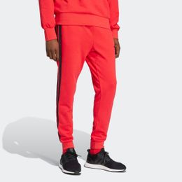 Herren Sporthose "ESSENTIALS 3-STREIFEN FRENCH TERRY", rot, Gr. M, adidas Sportswear, Obermaterial: 55% Baumwolle, 36% Polyester, 9% Viskose, Hosen,