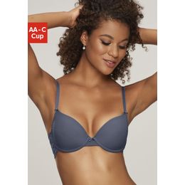 Damen Schalen-BH, NUANCE BY LASCANA, Gr. 80, blau, Spitze, Obermaterial: 85% Polyamid, 15% Elasthan, BHs, im R&uuml;cken aus Spitze, Cups aus Microtouch,