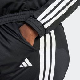 Damen Sporthose "W 3S TP TRIC", schwarz-wei&szlig;, Gr. 1X, adidas Sportswear, Obermaterial: 100% Polyester, Hosen, mit Rei&szlig;verschluss, aus Trikotstoff,