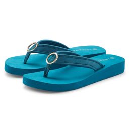Lascana Damen Badezehentrenner "Sandale, Badeschuh, Pantolette, Badelatsche, Flip Flop", Gr. 35, blau, Obermaterial: 100% Textilmaterial. Decksohle: