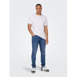 Only & Sons ONLY & SONS Herren Skinny-fit-Jeans "LOOM LIFE JOG", blau, Gr. 34, Abriebeffekte, Denim/Jeans, Obermaterial: 98% Baumwolle, 2% Elasthan, Jeans