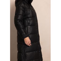 Zhrill Damen Steppmantel "2 in 1 Mantel und Weste", schwarz, Gr. XL, unifarben, Web, Obermaterial: 100% Polyester, M&auml;ntel, mit abnehmbarer Kapuze,