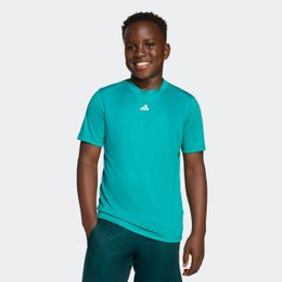 Jungen T-Shirt "TRAIN ESSENTIALS LOGO REGULAR FIT KIDS", wei&szlig;, Gr. 140, adidas Sportswear, Obermaterial: 100% Polyester, Shirts