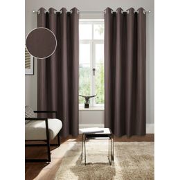 Vorhang Bruno Banani, B:140cm H:145cm, braun, Polyester, Polyester, Wohnzimmer, Gardinen, "Lagan", 2-er Set, gewebt, Microfaser, versch. Gr&ouml;&szlig;en,