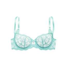 Lascana Damen B&uuml;gel-BH "Nikoletta", Gr. 85, gr&uuml;n, Spitze, Obermaterial: 88% Polyamid, 12% Elasthan, BHs, aus floraler Stickereispitze, sexy Dessous