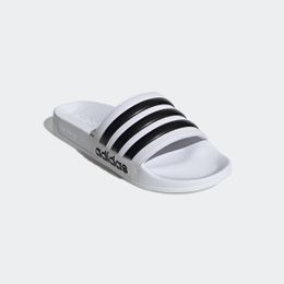 Damen Badesandale "SHOWER ADILETTE", adidas Sportswear, Gr. 46, schwarz-wei&szlig;, Synthetik, Schuhe, Badelatschen