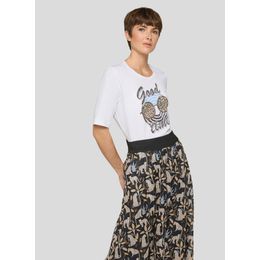 Rabe Damen T-Shirt, wei&szlig;, Gr. 46, bedruckt, Jersey, Obermaterial: 95% Baumwolle, 5% Elasthan, Shirts, mit gro&szlig;em Frontprint und Nieten