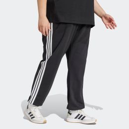 Damen Sporthose "ESSENTIALS 3-STREIFEN FRENCH TERRY CUFFED", schwarz-wei&szlig;, Gr. 1X, adidas Sportswear, Obermaterial: 55% Baumwolle, 36% Polyester, 9%