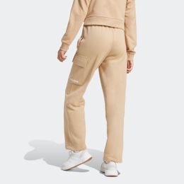 Damen Sporthose "ESSENTIALS LINEAR"warm sandstone, wei&szlig;, Gr. M, adidas Sportswear, Obermaterial: 55% Baumwolle, 36% Polyester, 9% Viskose, Hosen,