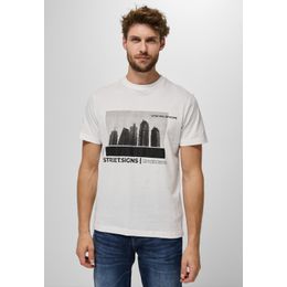 Street One MEN Herren Langarmshirt, wei&szlig;, Gr. XXXL, bedruckt, Web, 100% Baumwolle, Shirts, aus reiner Baumwolle