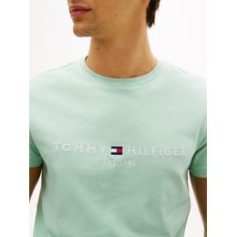 Tommy Hilfiger Herren T-Shirt "TOMMY LOGO"crushed mint, Gr. L, Jersey, Obermaterial: 100% Baumwolle, Shirts, aus reiner Baumwolle