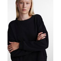 Pieces Damen Sweatshirt "PCCHILLI LS SWEAT NOOS BC", schwarz, Gr. XS, unifarben, Sweatware, Obermaterial: 50% Baumwolle, 50% Polyester, Sweatshirts