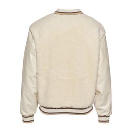 Karl Kani Herren Collegejacke "Karl Kani Herren KM234-009-1 KK OG Teddy College Jacket", beige, Gr. XS, 70% Wolle, 30% Polyester, Jacken