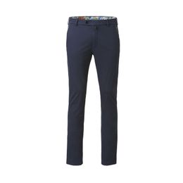 MEYER Herren Chinos "NEW YORK Art.1-8130", blau, Gr. 50, unifarben, 90% Baumwolle, 7% Kapok, 3% Elasthan, Hosen, mit buntgewebtem Innenfutter