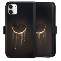 DeinDesign iPhone 11 Handy Klapph&uuml;lle Handyh&uuml;lle aus Kunst Leder schwarz Flip Case Full Moon Moon Light Sideflip mit Lasche
