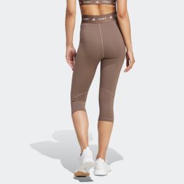 Damen Trainingstights "TECHFIT CAPRI LEGGINGS", braun, Gr. XS, adidas Performance, Obermaterial: 73% Polyester, 27% Elasthan, Hosen
