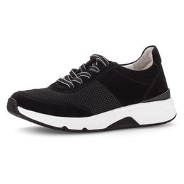 ROLLINGSOFT Damen Keilsneaker, Gr. 36, schwarz, Textil, Veloursleder, unifarben, Schuhe, Freizeitschuh, Halbschuh, Schn&uuml;rschuh, Logoschriftzug an der