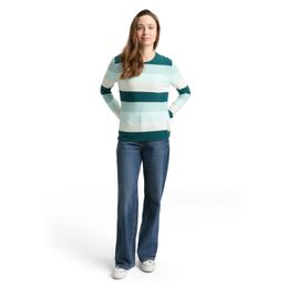 Tom Tailor Damen Strickpullover "Otto"gr&uuml;n mint, Gr. XL, gestreift, Strick, Obermaterial: 60% Baumwolle, 40% Viskose, Pullover, mit Viskose