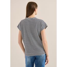 Cecil Damen Print-Shirt, schwarz-wei&szlig;, Gr. M, gestreift, Web, 42% Baumwolle, 42% Polyester, 14% Viskose, 2% Elasthan, Shirts, im soften Baumwoll-Mix
