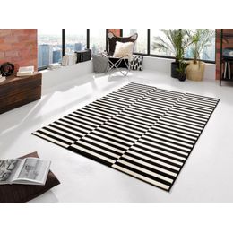 Teppich Hanse Home, B:80cm H:9mm L:150cm, schwarz, Kunstfaser, Wohnzimmer, Teppiche, "Panel", Kurzflor, L&auml;ufer, Streifen, Linien, ringsum gekettelt,
