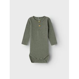 name it M&auml;dchen Langarmbody "NBMKAB LS BODY NOOS", Gr. 56, gr&uuml;n, Feinripp, Obermaterial: 57% Baumwolle, 38% Modal, 5% Elasthan, unifarben, Bodys