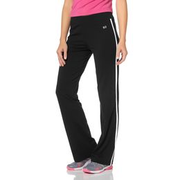 H.I.S. H.I.S Damen Leggings, schwarz, Gr. 40, unifarben, Obermaterial: 95% Baumwolle, 5% Elasthan, Hosen, mit einseitig aufgesetztem Band am Bein