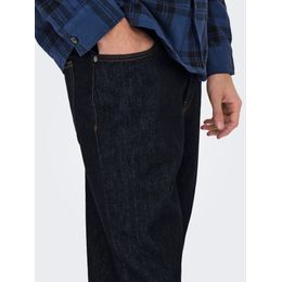 Only & Sons ONLY & SONS Herren Regular-fit-Jeans "ONSEDGE STRAIGHT BROMO 0017 DOT DNM NOOS", blau, Gr. 33, Denim/Jeans, Obermaterial: 100% Baumwolle, Jeans