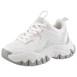 Buffalo Damen Plateausneaker "TRAIL ONE", Gr. 40, wei&szlig;, Lederimitat, Mesh, Nubuklederimitat, Schuhe, Schn&uuml;rschuh, Chunky Sneaker, Halbschuh mit