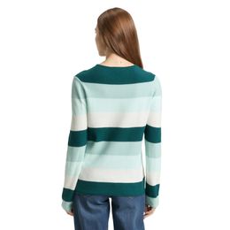 Tom Tailor Damen Strickpullover "Otto"gr&uuml;n mint, Gr. XS, gestreift, Strick, Obermaterial: 60% Baumwolle, 40% Viskose, Pullover, mit Viskose