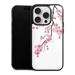 DeinDesign iPhone 15 Pro Handy Slim Case extra d&uuml;nn Silikon Handyh&uuml;lle schwarz H&uuml;lle Aisa Japan Cherry Blossom Silikon Slim Case